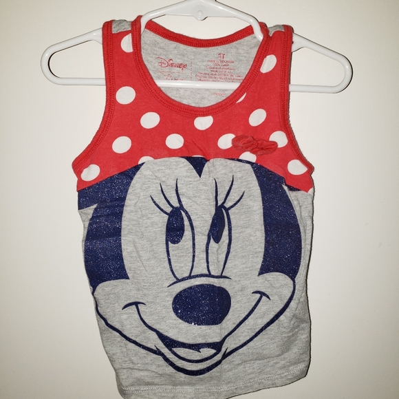 Disney | Shirts & Tops | Minnie Mouse Tank Top With Bow Heather Gray ...